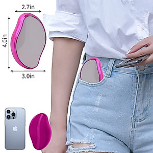 Crystal Hair Eraser for Women and Men,Magic Hair Eraser,Remover Painless Exfoliation,Hair Removal Tool for Arms Legs and Back,Reusable & Washable (Pink)