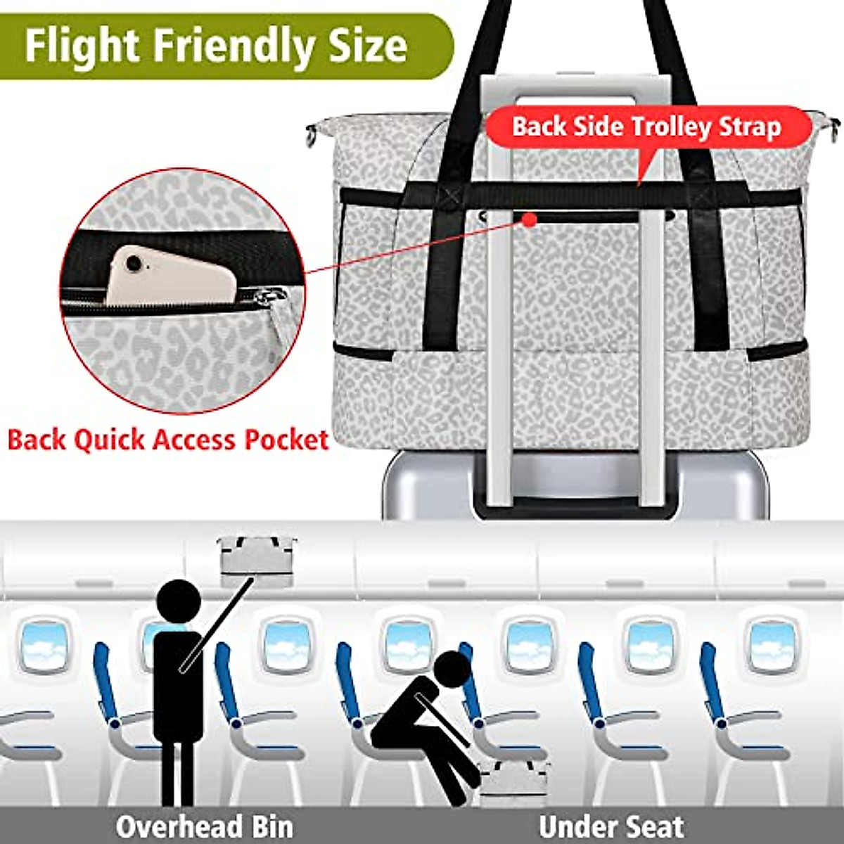 Gym Bag for Women Weekender Bag - Travel Duffle Bag with Waterproof Shoe Compartment 3pcs Set Carry On Overnight Bags for Business Trip Travel Gym Yoga Sports