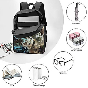 ONBJKPLG ARK Survival Evolved Anime Backpack 17 Inch Cute Funny Bookbag Casual Laptop Daypack for Travel Picnic Camping