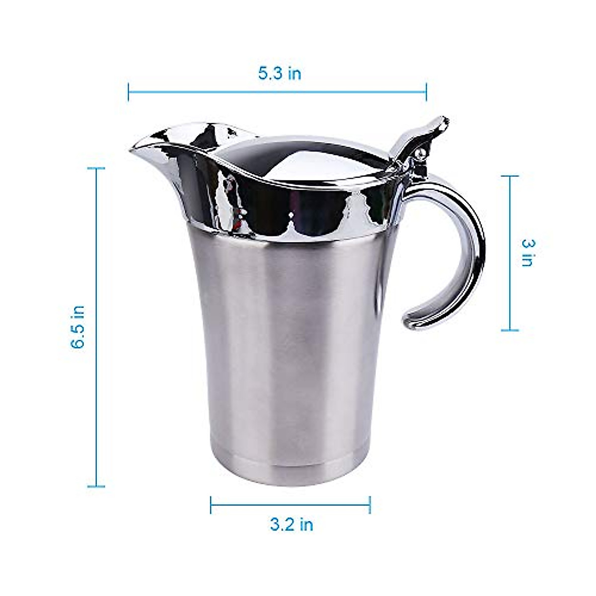 ShineMe Stainless Steel Gravy Boat Sauce Jug with Lid, 26oz Double Wall Insulated, Storage for Gravy or Cream, Used at Home & Kitchen