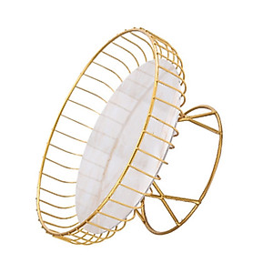 Fruit Tray, Practical Decorative Hollow Design Serving Tray for Cafe (L Golden)