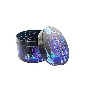 Spice Grinder 2.5 Inch - excellent grinder with zinc alloy holder, alloy color crusher, Cleaning brush for Bay Leaf, Basil, Rosemary, various models, mill rail and handy crank. (Purple Astronaut)