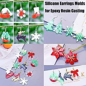 ZQYSING (5 Pack) Resin Earring Molds, Resin Jewelry Molds Christmas Silicone Pendant Molds for Women Epoxy Resin Christmas Pendant