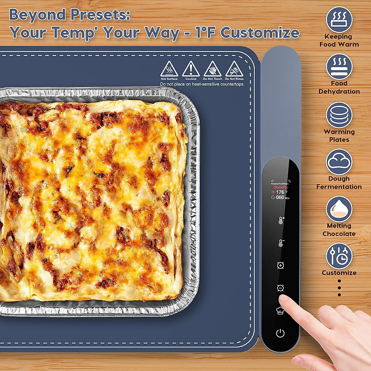 Kitchen Warming Mat for Food: Smart Limitless Temperature Silicone Heating Mat for Food - Portable Warming Tray Party Essentials - Roll Up Heating Trays Food Warmers for Parties Buffet