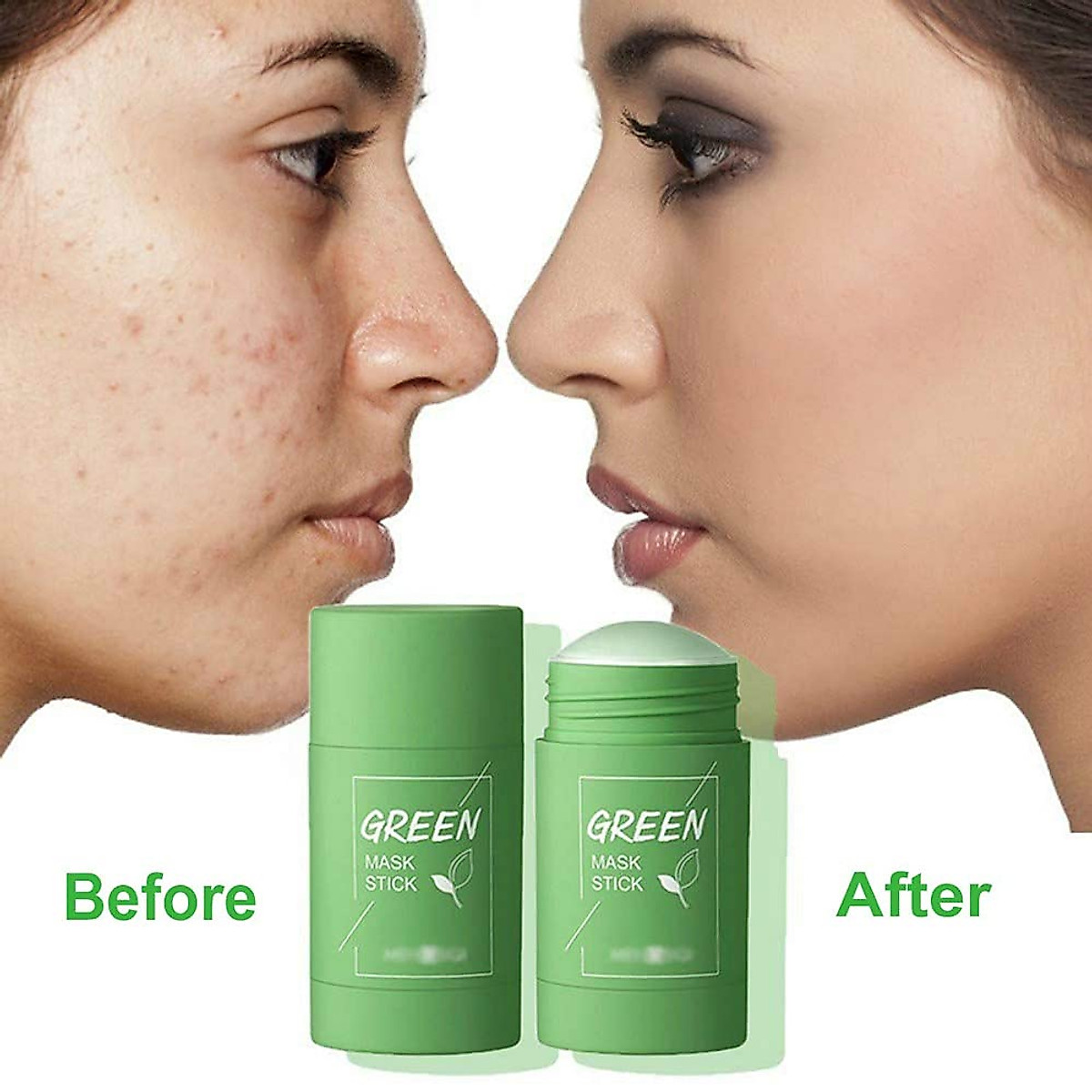 KNXWPPX Green Tea Purifying Clay Stick Mask,For Face Moisturizes Oil Control,Deep Clean Pore,Exfoliating Mask,Improves Skin,Suitable for All Skin (Green Tea)