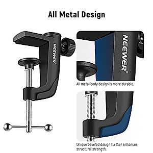 NEEWER Metal Table Mounting Clamp for Microphone Suspension Boom Scissor Arm Stand Holder with an Adjustable Positioning Screw, Fits up to 1.9inch/5centimeters Desktop Thickness (Black)