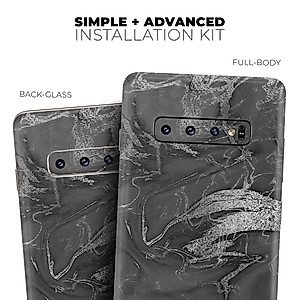 DesignSkinz Black & Silver Marble Swirl V7 2 Protective Vinyl Decal Wrap Skin Cover Compatible with The Samsung Galaxy S20 (Screen Trim & Back Glass Skin)