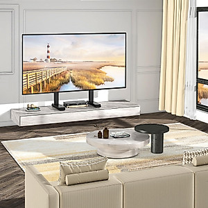 TAVR Ultra Strong Universal TV Stand Base for 55-90 Inch TVs Hold up to 150 lbs, Heavy Duty Height Adjustable Table Top TV Mount Stand with Tempered Glass Base, Max VESA 800x400mm, Black