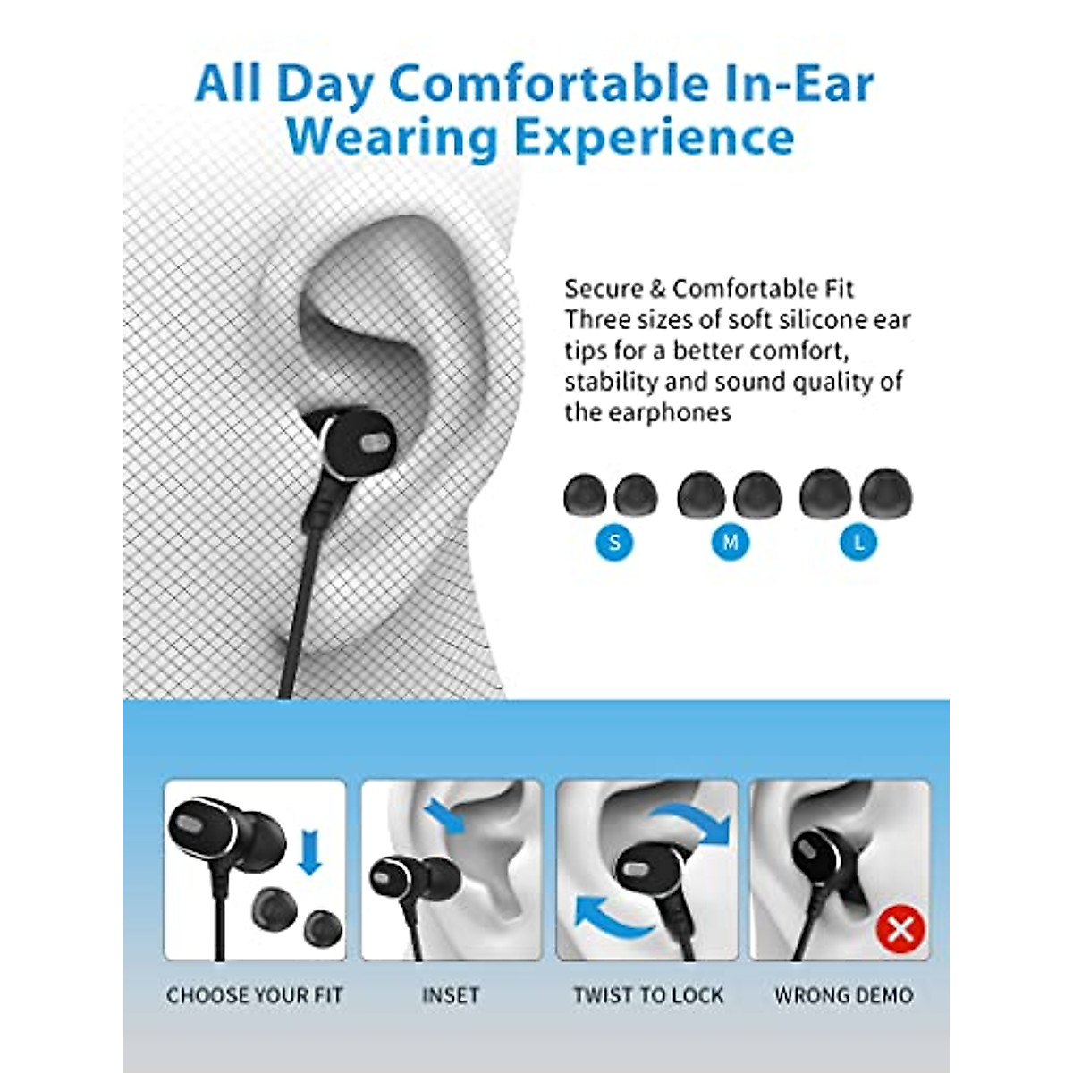 USB C Headphones Wired Earphones HiFi Stereo Type C Earbuds Noise Canceling in-Ear Headset with Mic Volume Control Bass for Samsung S23 S22 Ultra S21 FE S20 A53 Fold4 Pixel 7 6 6a 5 iPad Pro MacBook