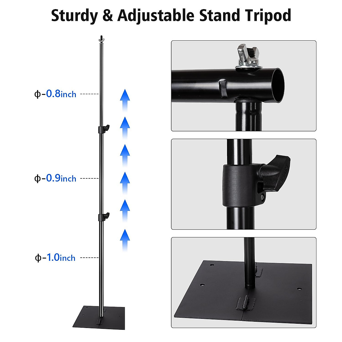 HYJ-INC Pipe and Drape Photography Backdrop Stand Kit Adjustable Photo Background Stand 10ft x 6.5ft with Metal Base for Parties Weddings Birthday Party Events Photo Booth