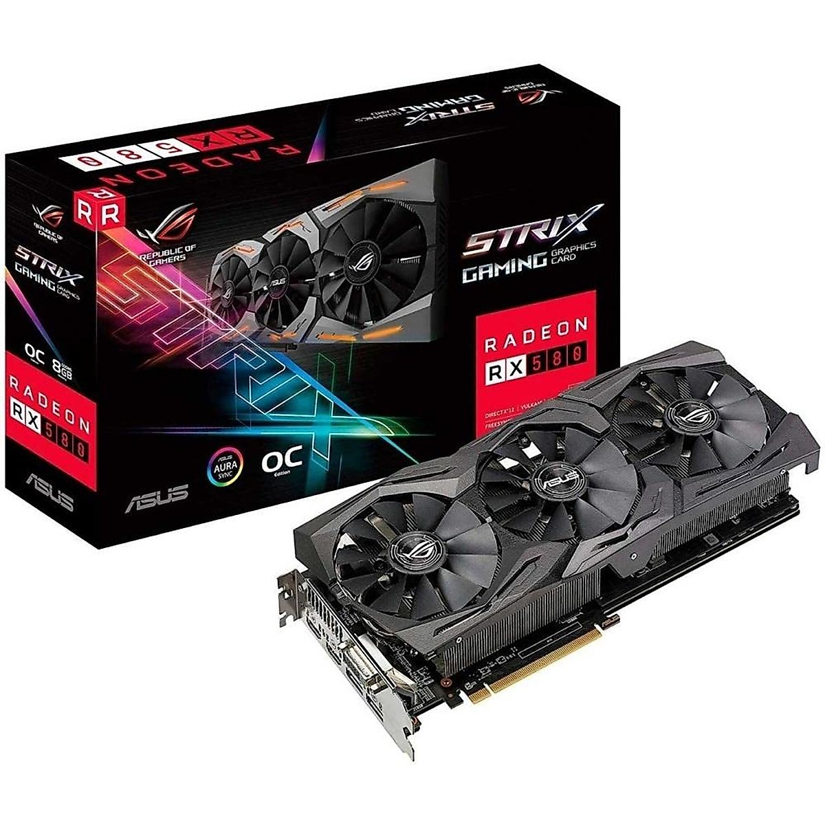 ASUS ROG-STRIX-RX580-O8G-GAMINGOC Edition GDDR5 DP HDMI DVI VR Ready AMD Graphics Card