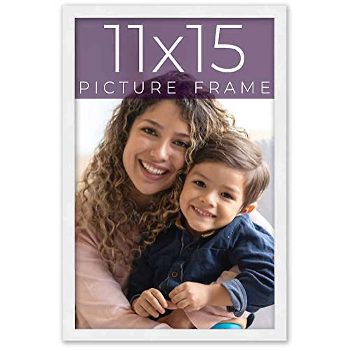 11x15 Frame White Real Wood Picture Frame Width 0.75 Inches | Interior Frame Depth 0.5 Inches | White Mid Century Photo Frame Complete with UV Acrylic, Foam Board Backing & Hanging Hardware