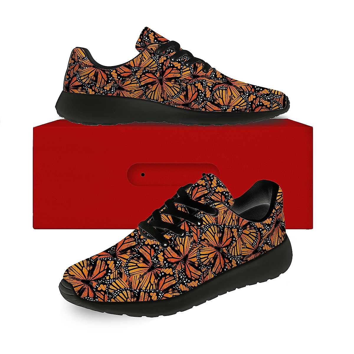 Casual Sport Running Shoes for Women Men Yellow Monarch Butterflies Print Tennis Walking Sneaker Gifts for Butterfly Lover,US Size 11 Women/9.5 Men