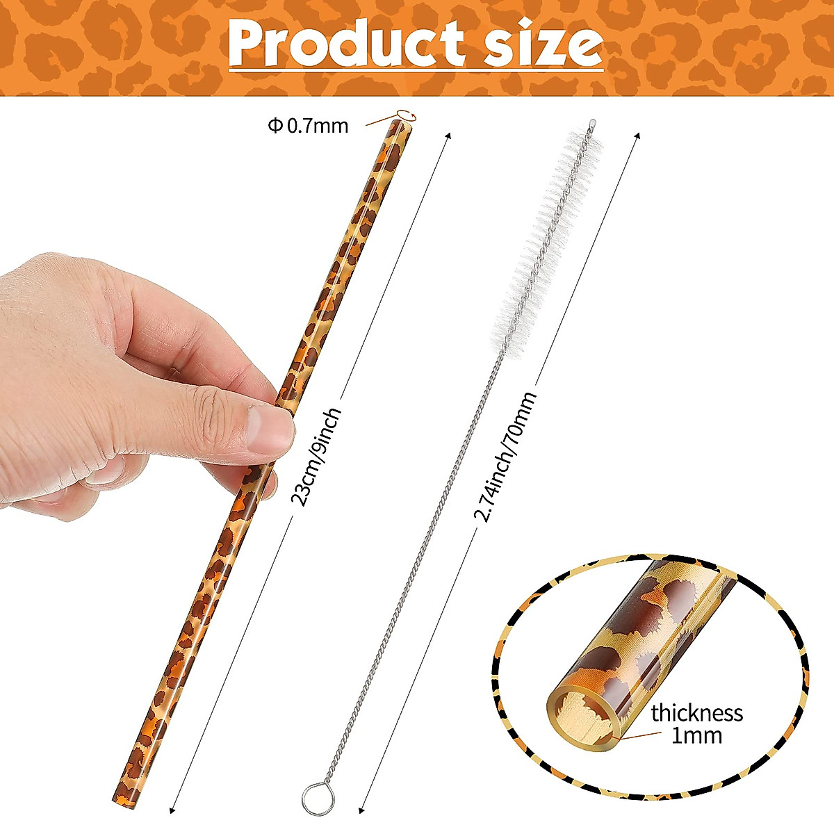 Leopard Print Plastic Straws Drinking Printed Animal Straws Safari Themed Plastic Straws and Cleaning Brush for Drinking Birthday Animal Birthday Party Favors Supplies (Classic Style, 27)
