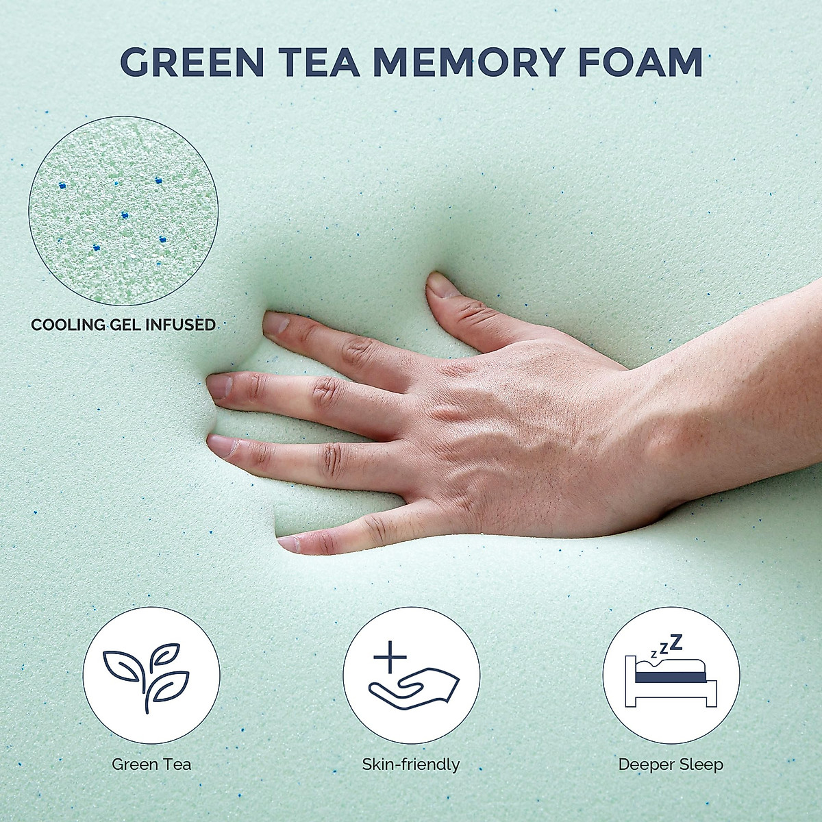 IULULU King Size Mattress, 8 Inch King Memory Foam Mattress - Green Tea Gel Infused, Medium-Firm for Cool Sleep and Pressure Relief Full Mattress in a Box, CertiPUR-US Certified, White