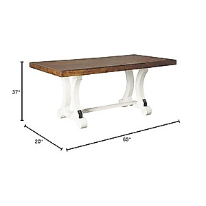 Signature Design by Ashley Valebeck Farmhouse -Dining Room Server or Buffet, White & Brown & Valebeck Farmhouse Rectangular Extension Dining Table, Fits up to 8, White & Brown