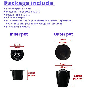 LaLaGreen Wall Planters for Indoor Plants - 10 Pack, 5 Inch Black Self Watering Wall Planter, Eco Wall Mounted Planters System Living Hanging Wall Pots Holder Trendy Live Wall Garden Indoor for Herb