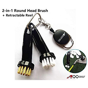 A99 Golf 2-in-1 Round Head Golf Club Brush Iron Wood Putter Cleaning + Free Reel