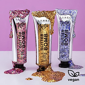 LAMEL Insta Glitter Bomb: Quick-Dry Holographic Face & Body Glitter Gel | Long-Lasting Shine & Effortless Removal | Perfect Face Glitter Makeup & Body, Hair Shimmer | Vegan & Cruelty Free -0.67 fl.oz