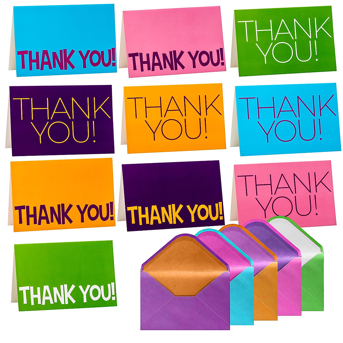 Only Zest Thank You Cards with Envelopes Bulk, 50 Pack 4x6 Thank You Notes – Cute Assorted Blank Thank you Card for Birthdays, Baby Showers, Small Business