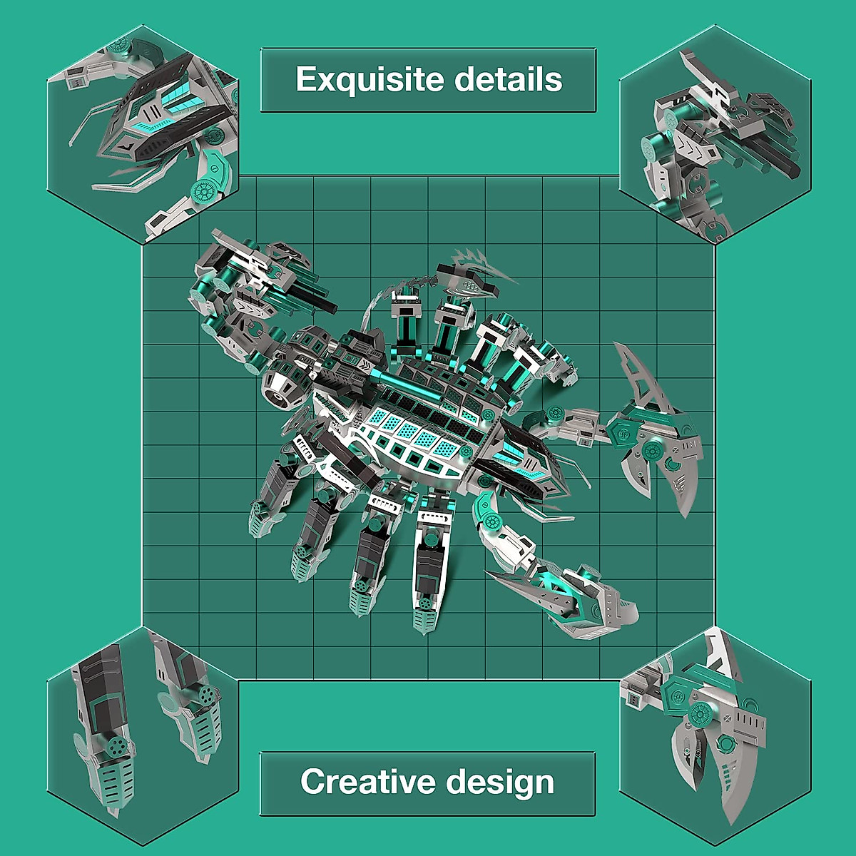 Microworld 3D Metal Puzzle, Mechanical Green Devils Scorpion Metal Model Kits, DIY Challenge 3D Puzzle for Adult, Brain Teaser Art Craft Home Decor Toy for Teen