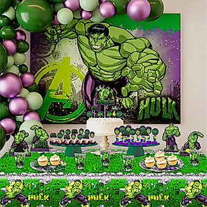 Green Hero Birthday Party Tableware Supplies Set for 16 Guests with Tablecloth, Plates and Cups,Green Hero Party Theme Birthday Baby Shower Party Decorations