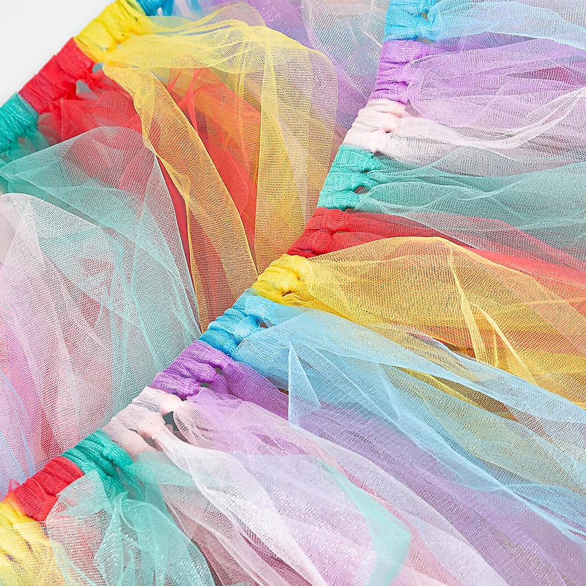 Rainbow Tutu Table Skirt 6ft for Round Retangle Table Tassels Tulle Table Skirting for Birthday Wedding Party Decoration