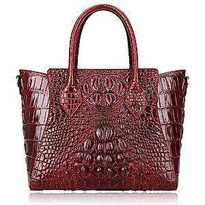 PIJUSHI Embossed Crocodile Handbags for Ladies Designer Purses Top Handle Shoulder Bag Bundle with Wristlet Wallet For Women Crocodile Leather Wallet Ladies Clutch Purses