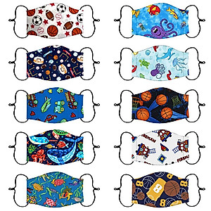 Akabsh 10PCs Children's Adjustable Windproof Reusable Printed Face Bandanas Beautiful Outdoor Single Use Kids Outdoor