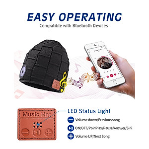 Sleep Mask Bluetooth Eye Mask with White Noise Bundle Bluetooth Beanie Hat with Light, Christmas Gifts for Men Women Dad