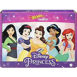 Hot Wheels Disney Princess Character Car 5-Pack, 5 Toy Cars in 1:64 Scale: Mulan, Snow White, Belle, Jasmine & Ariel