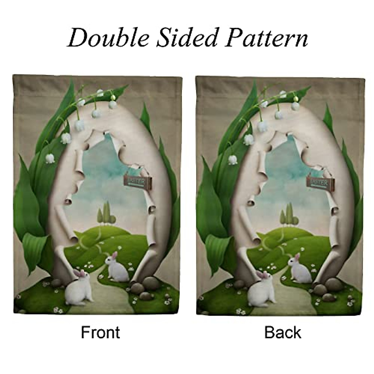 My Little Nest Seasonal Garden Flag Easter Egg Rabbits Vertical Garden Flags Double Sided for Home Farmhouse Yard Holiday Flag Outdoor Decoration Banner 12"x18"