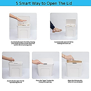 Kitchen Trash Can with Infrared Motion Sensor,Automatic Silent Open Close Lid for Bathroom Bedroom,Smart Electric Touchless Touch Free Handsfree Garbage Bin,Battery Operated Waste Container,3 Gallon