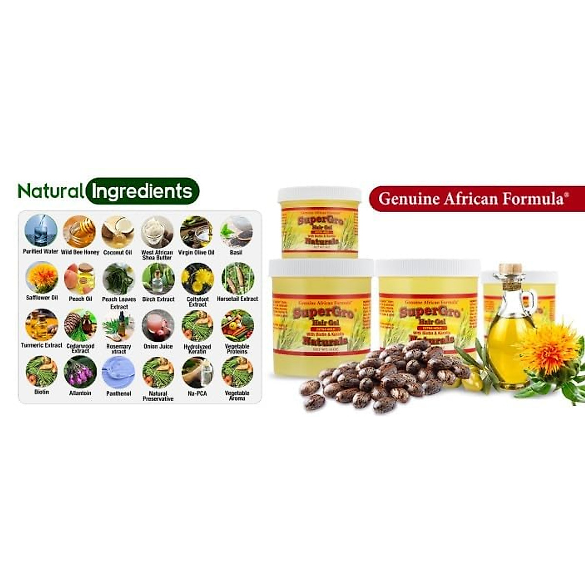 SuperGro Extra Hold Loc & Twist Gel for Natural Hair Styling – Ideal for Braiding, Retwisting Locs, and Edge Control – With Shea Butter, Biotin & Black Castor Oil – 8 oz