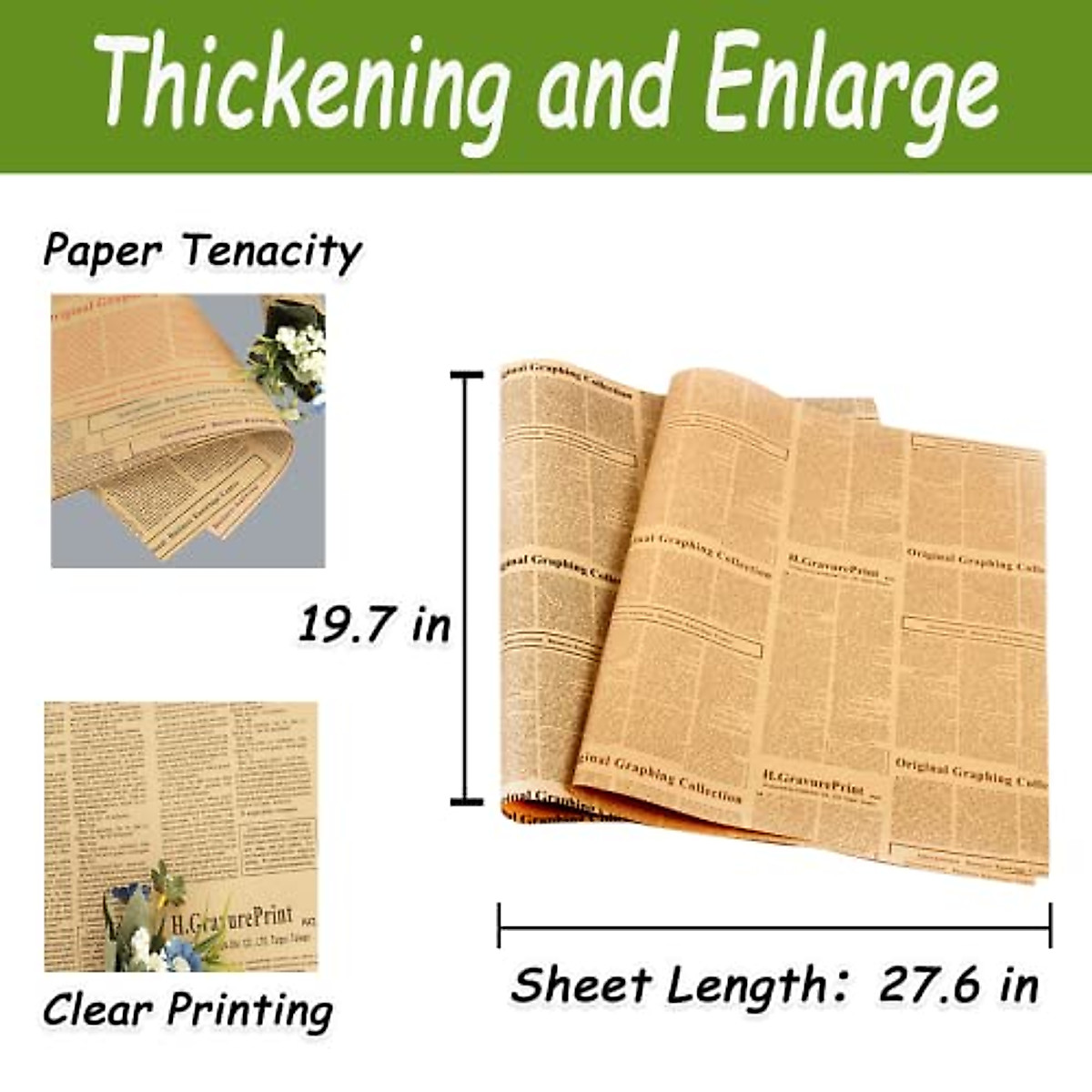 Ouzrpuo Wrapping Paper 20pcs Christmas Vintage Gift Wrapping Paper Large Newspape for Packaging Flower, Birthday Gift, Book (20.5 * 27.5 Inch)