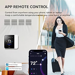 Vine Thermostat for Home with Touchscreen Color Display, WiFi Smart Thermostat Compatible with Alexa and Google Assistant, 7day/8period Programmable, Energy Saving, C-Wire Required, Screen Size 2.8"