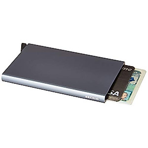 Secrid Reddot Award winning Card Protector in titanium color, Very Slim Credit Card Holder / wallet with RFID protection, with one click all 6 cards slide out gradually