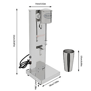 Milkshake Maker 650ml Electric Drink Mixer Commercial Milkshake Blender Stainless Steel 180W 18000RMP Speed Adjustable