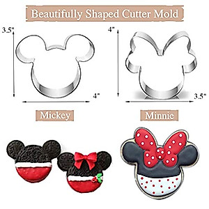 COTEY Cookie Cutters 4" to 3" Set of 6 Mickey & Minnie Mouse Unicorn Dinosaur Heart Star Hot Biscuit Cake Fondant Pancake Cutter Mold for Kids Children Holiday Celebration Birthday Party