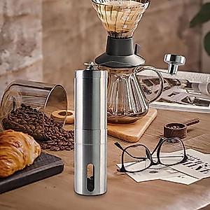 Manual Coffee Grinder, Stainless Steel Hand Coffee Mill Grinder, Portable Hand Coffee Bean Mill with Ceramic Grinding Burr & Hand Crank, Adjustable Espresso Coffee Grinder for Camping or Travel