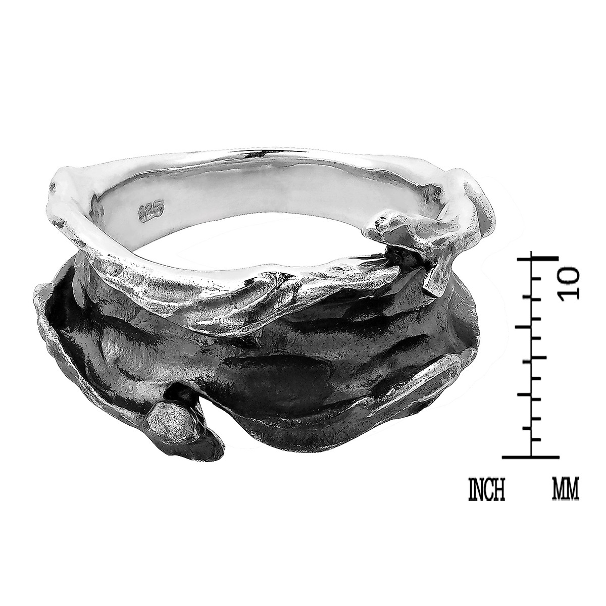 AeraVida Unique Burnt Flame Fire Oxidized Sterling Silver Ring | Classic Wedding Rings For Women | Gothic Comfort Fit Silver Rings for Women | Sterling Silver Rings Sizes (7)