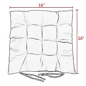 Siderit Soft Home Indoor Chair Pads and Cushions Warm Corduroy Cushions Kitchen Seat Cushions Pillows with Ties 16"x16"