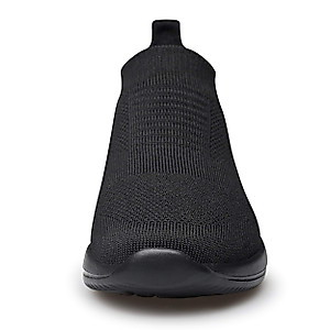 Vidbiv Men Slip on Casual Trainers Walking Shoes - Breathable Slip-on Lightweight Comfortable Tennis Mesh Sneaker Allblack