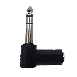 CERRXIAN Right Angle 1/4 Male to 1/8 Female Adapter, 90 Degree 6.35mm 3 Pole Male to 3.5mm Female Stereo TRS Headphone Audio Converter Connector(2-Pack)