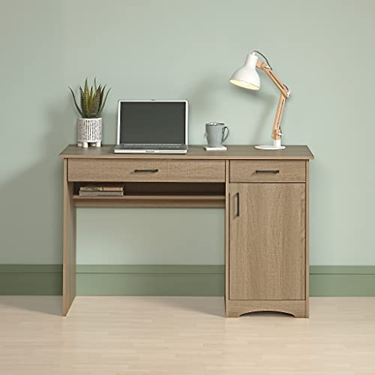 Sauder Beginnings Desk, L: 46.81" x W: 18.50" x H: 29.96", Summer Oak Finish