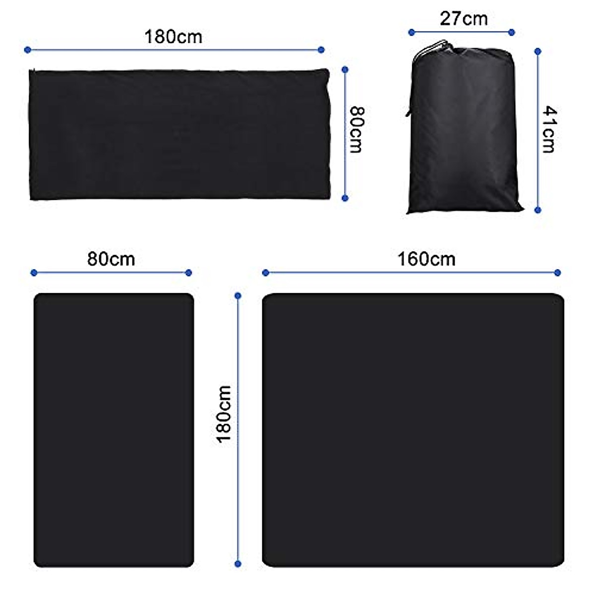 Fleece Sleeping Bag Liner Travel Sheet Camping Sleep Sack Ultralight Zippered Storage Bag Full Sized Zipper Backpacking Blanket for Traveling, Camping, Hiking, Outdoor Activities (Black)