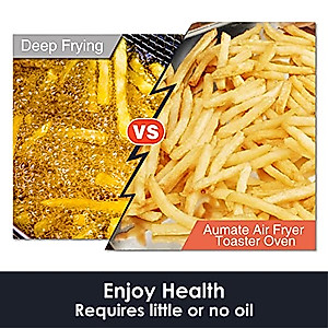 AUMATE Kitchencore Air Fryer Oven, 32 Quart Convection Toaster Oven 9 Slice, Digital Countertop Oven,19-in-1 Air Fryer Toaster Oven Combo with Rotisserie, Dehydrate, Reheat, 7 Accessories,1800W, Black