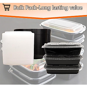 Mr Miracle Meal Prep Containers with Lids - 50 Pack, 24 Oz Take Out Containers With Lids - Leakproof, Microwave & Freezer Safe Disposable Food Containers for Meal Planning & Storage