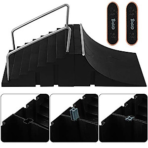 Skate Park Kit, ideallife Skate Park Kit Ramp Parts for Finger Skateboard Fingerboard Ramp Skate Park Kit Part Training Props with 2 Finger Skateboard (2PCS)