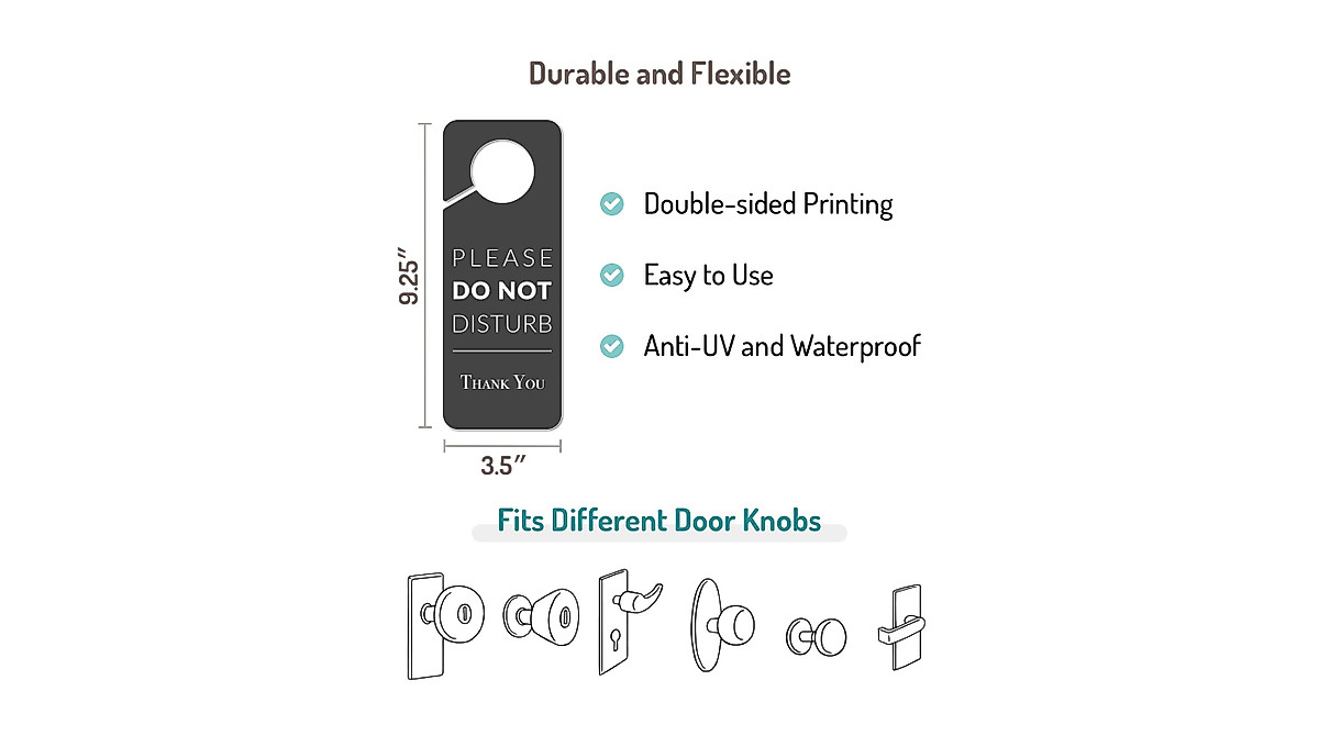 Do Not Disturb Door Hanger Sign - 2 Pack, PVC